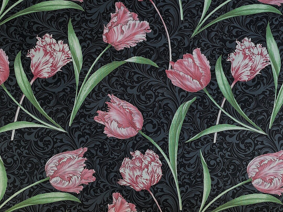 Tulip Fabric - Etched Tulips - Cotton Fabric - Quilting Fabric - FL-282 ...