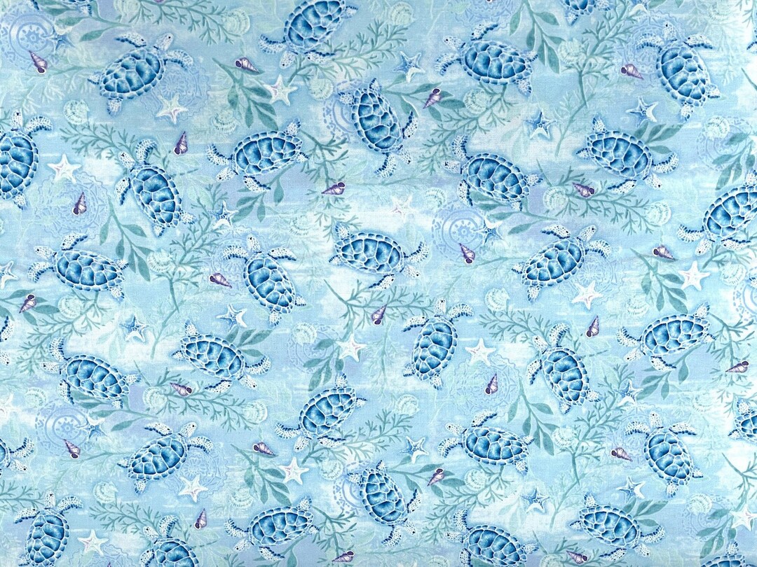 Sea Turtle Fabric - Nautical Fabric - Sealife Fabric - SL-80 - Etsy