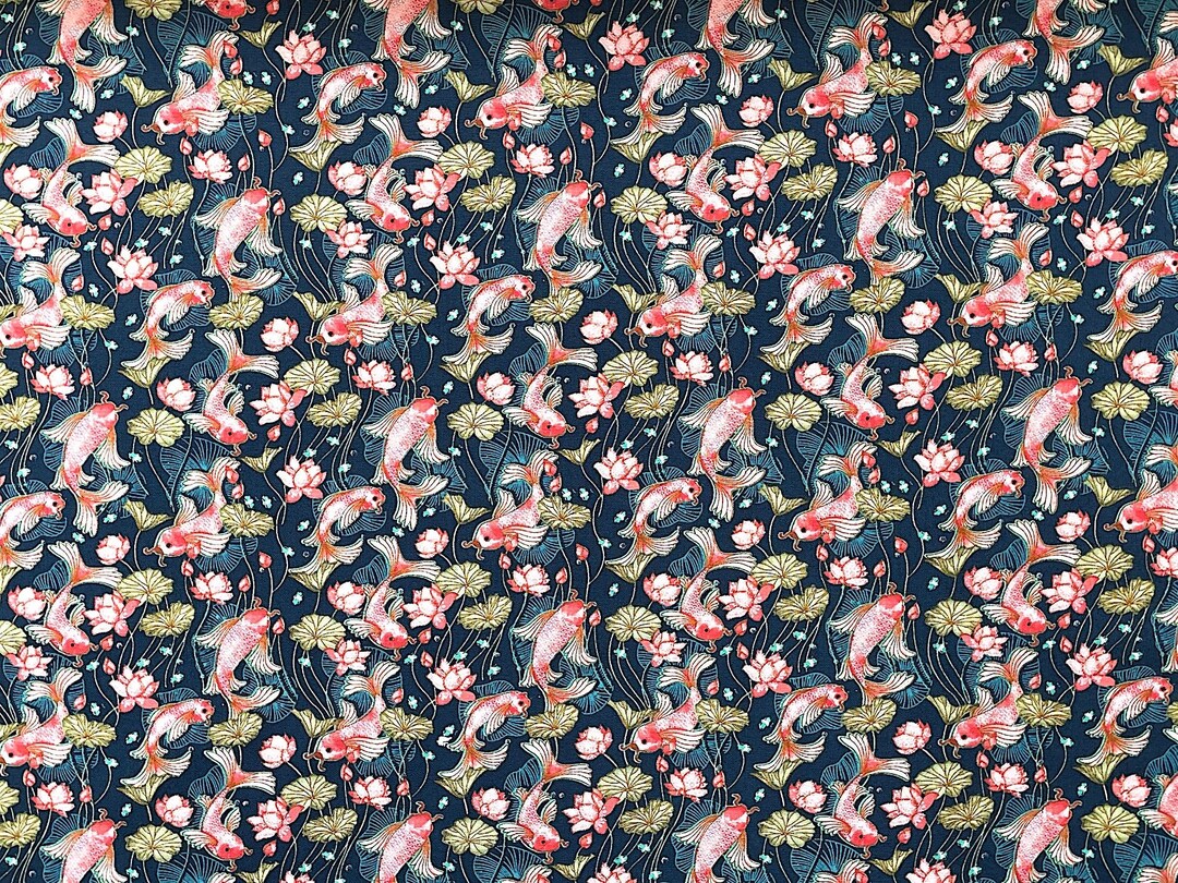 Tossed Small Koi Fish - Koi Garden - Fish Fabric - FISH-33 - Etsy