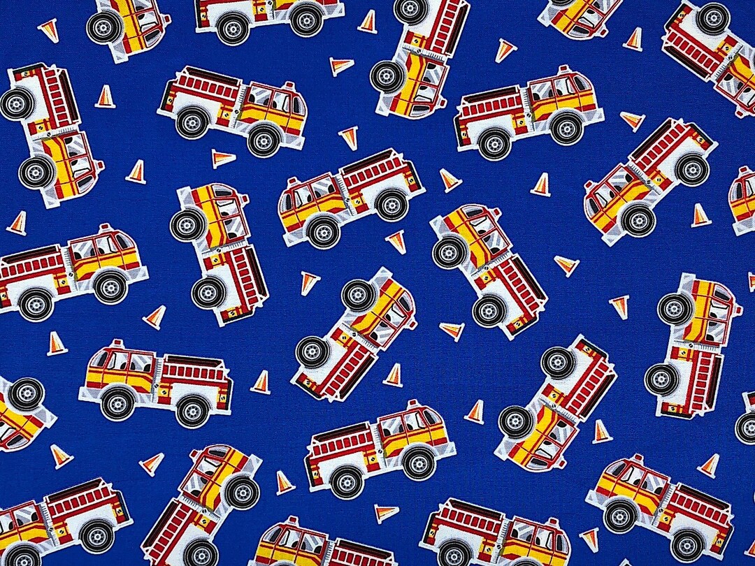 Fire Engine Fabric - First Responder Fabric - Save the Day - Cotton ...