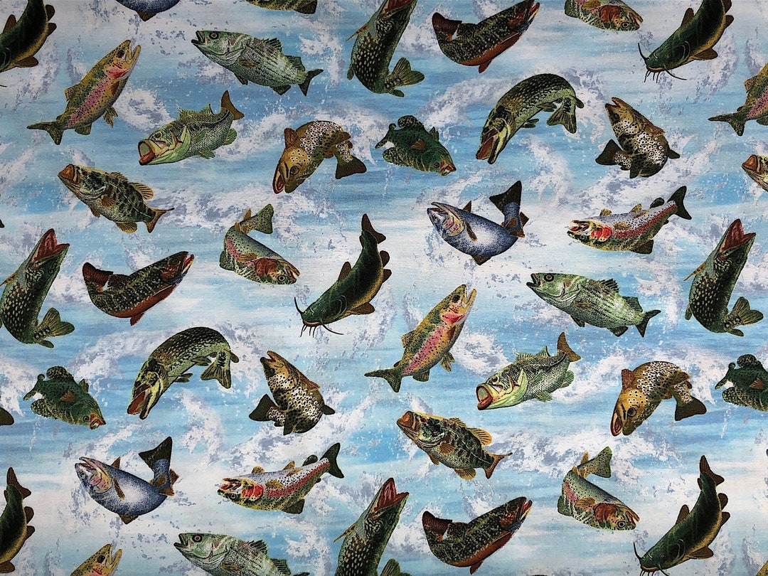 Fish Fabric - Fish Toss - Cotton Fabric - FISH-19 - Etsy