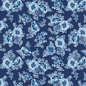 Bluesette Flower Dark Blue - Flower Fabric - Cotton Fabric - FL-399 - Etsy