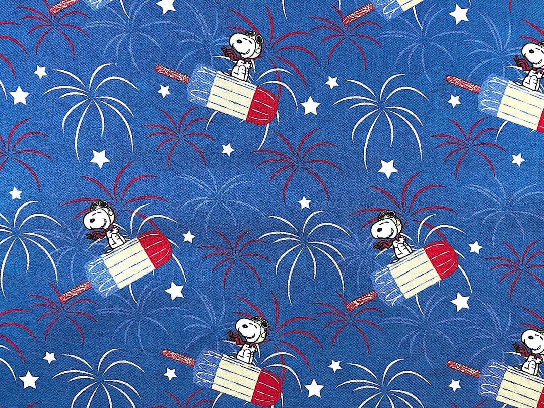 Snoopy Patriotic Popsicle - Patriotic Snoopy Fabric - Cartoon Character ...