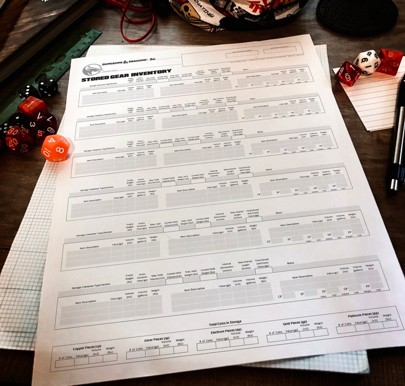 INVENTORY BUNDLE - D&D 5e Character Reference Sheets - Worn Gear ...