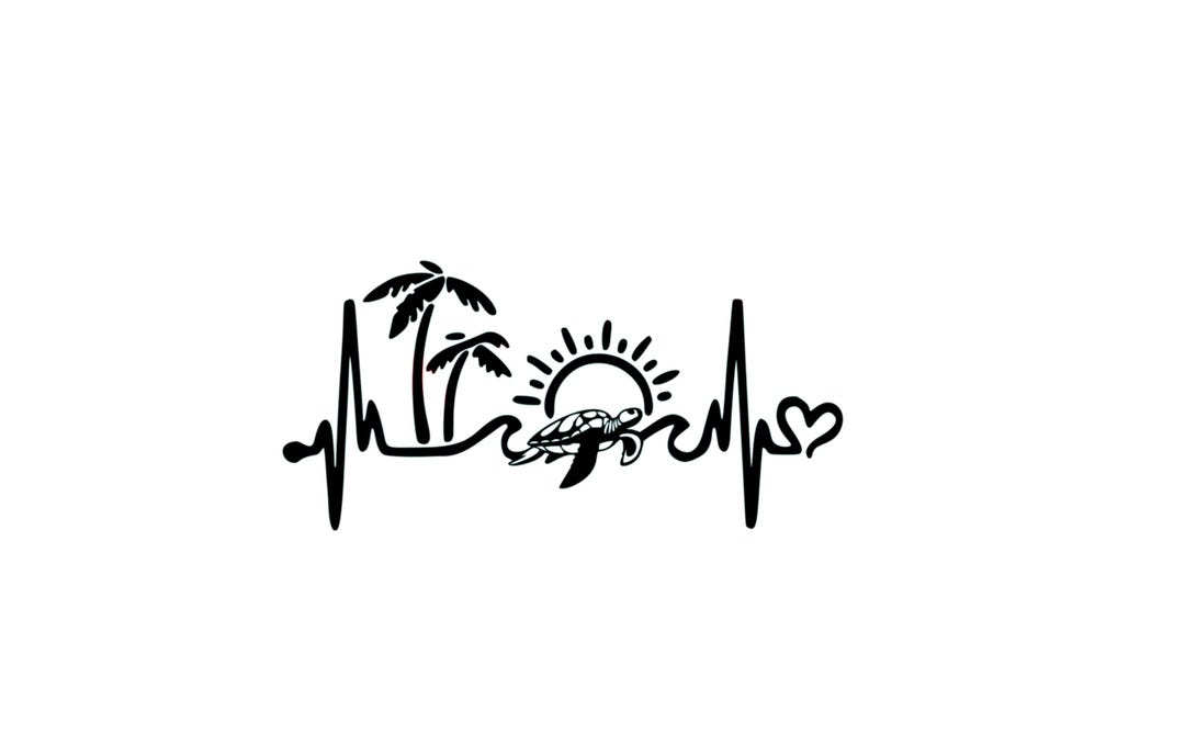 Sea Turtle, Palm Trees, Beach Heartbeat and Love Decal Sand Palmetto ...