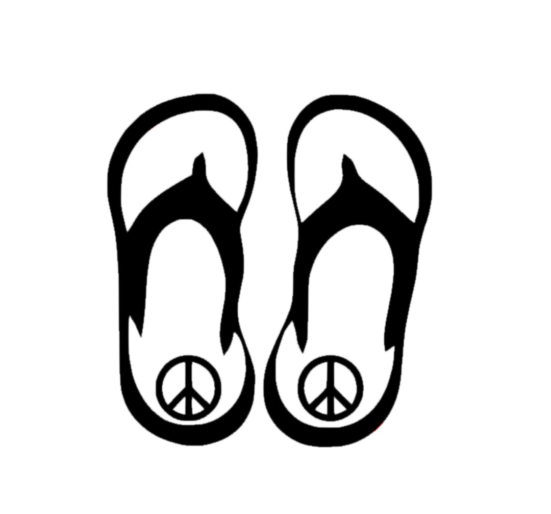Flip Flops With Peace Sign Decal | Flip Flop Sticker | Beach Vinyl ...