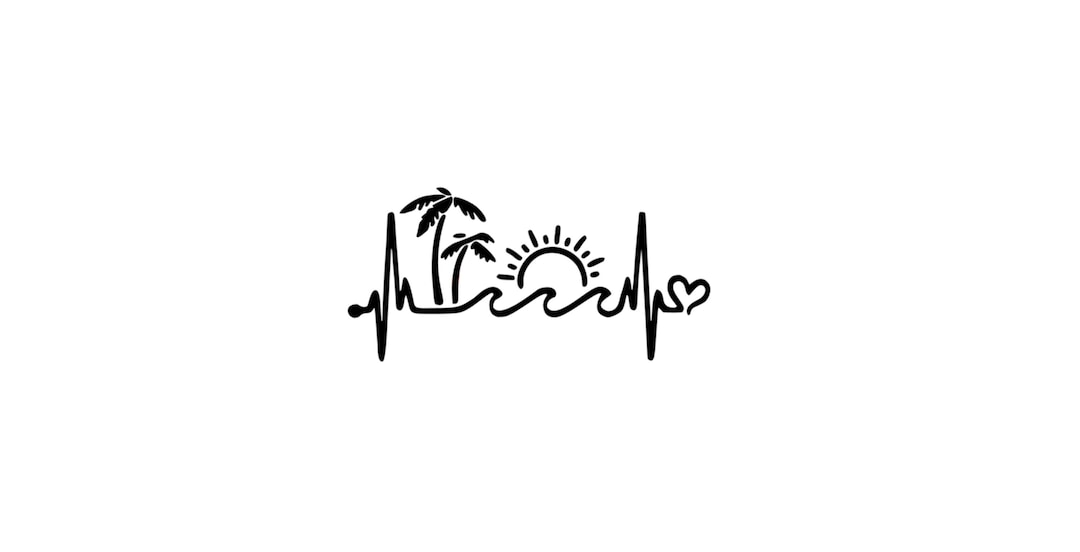Palm Trees, Beach Heartbeat and Love Decal Sand Palmetto Tree Sticker ...