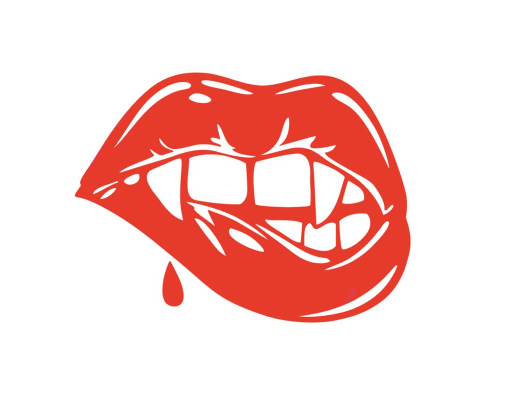 Vampire Lips Decal | Vampire Decal | Lips With Vampire Fangs Sticker ...