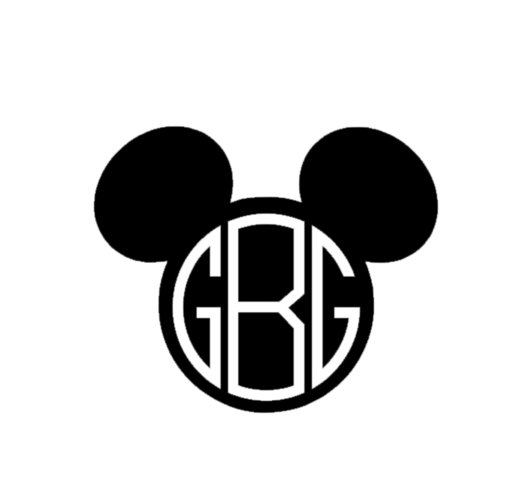 Mickey Mouse Head With Monogram Decall | Disney Decal | Disney Mickey ...