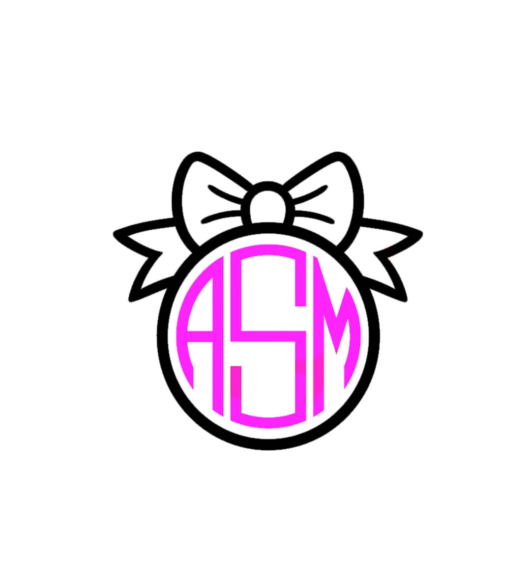 Bow With Monogram Initials Decal | Monogram Name Decal | Car Decal ...