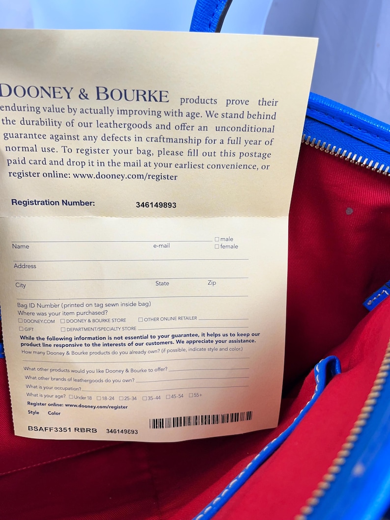 Dooney And Bourke Product Registration