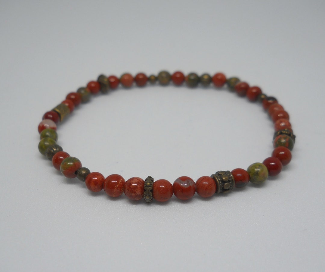 Petite Stackable Red Root Chakra Bracelet / Various Red Gemstones Beads (4mm) Randomly Strung ...