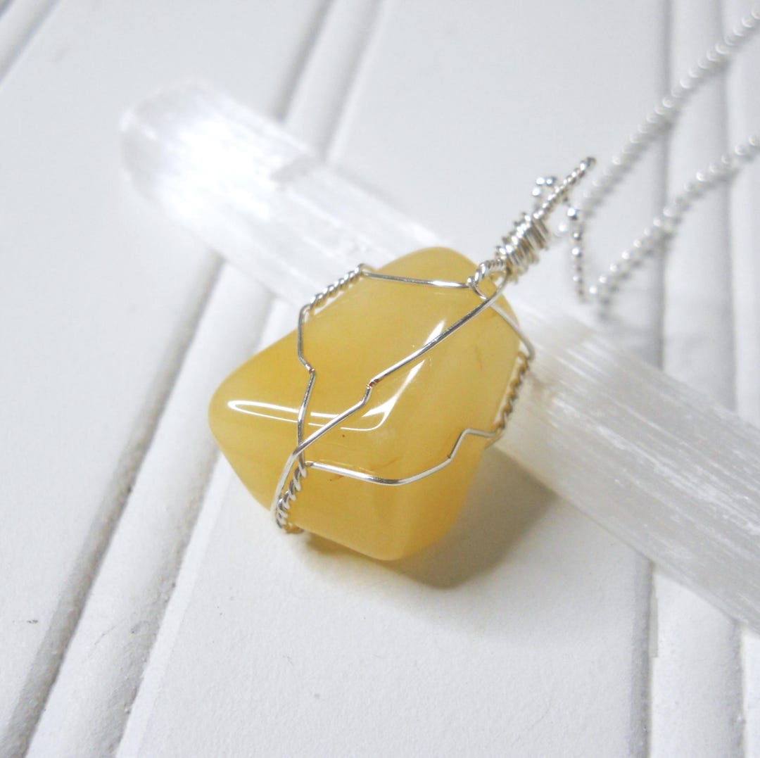 Natural Yellow Quartz Pendant / Wire Wrapped Butter Yellow Quartz on ...