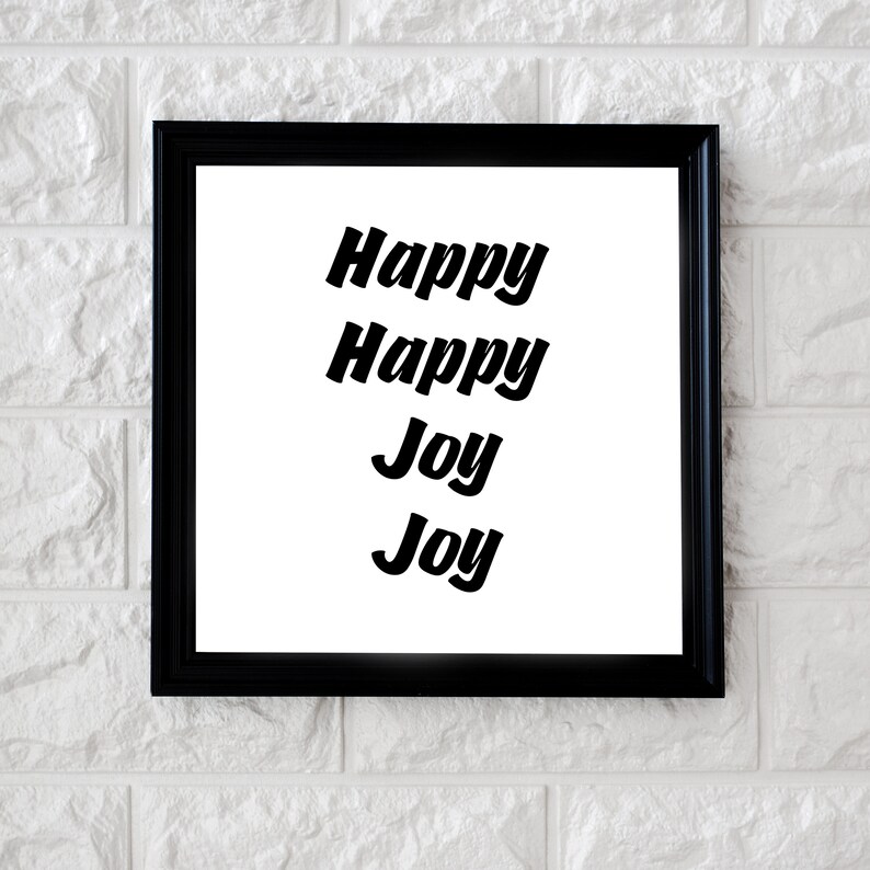 PRINTABLE • Happy Happy Joy Joy • Poster Wall Art • Typography Art ...