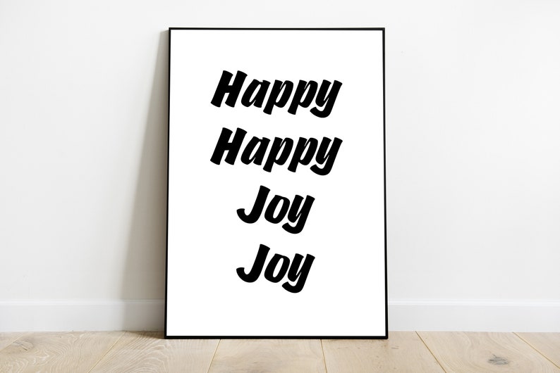 PRINTABLE • Happy Happy Joy Joy • Poster Wall Art • Typography Art ...