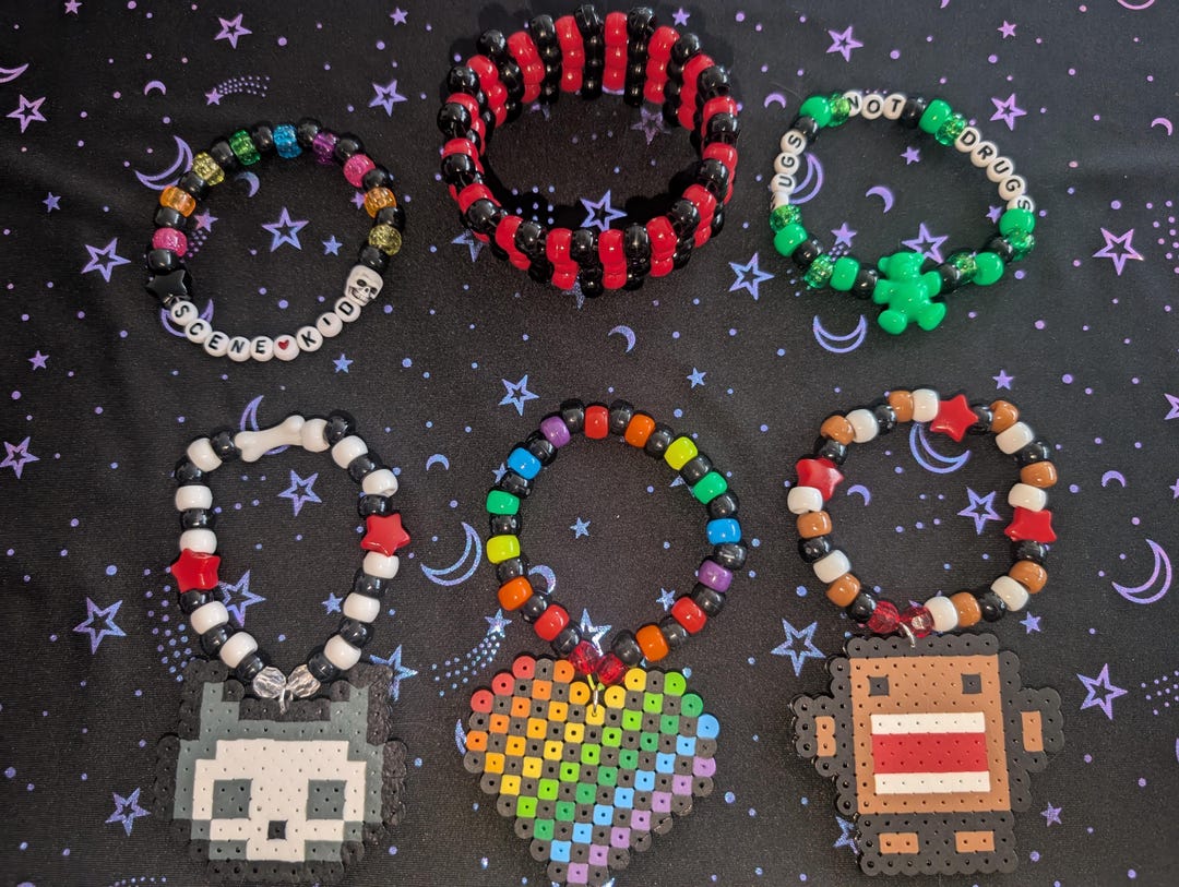 Emo Scene Perler Bead Kandi Bracelets: Rave Festival Jewelry - 6 Lot - Etsy