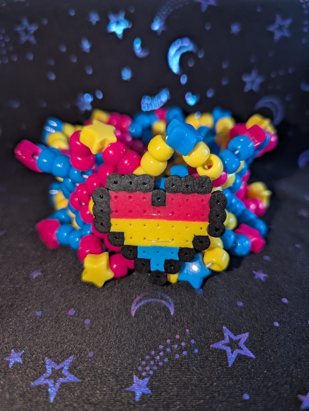 Pan Sexual Flag Heart Star Kandi Cuff Bracelet Stretch EDM EDC Rave ...