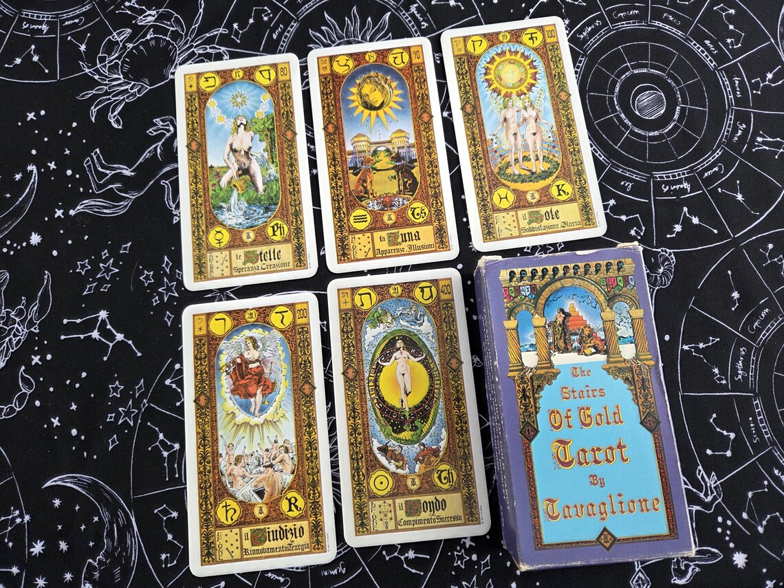 Rare STAIRS of GOLD TAROT Tavaglione Tarot--italian--1979--stunning ...