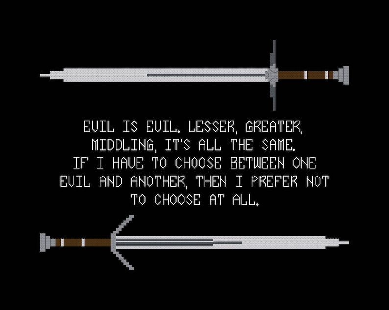 Evil is Evil The Witcher Quote Cross Stitch Pattern | Etsy