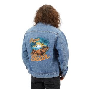 Father's Day Papa Bear Dad Men's Denim Jacket - Etsy