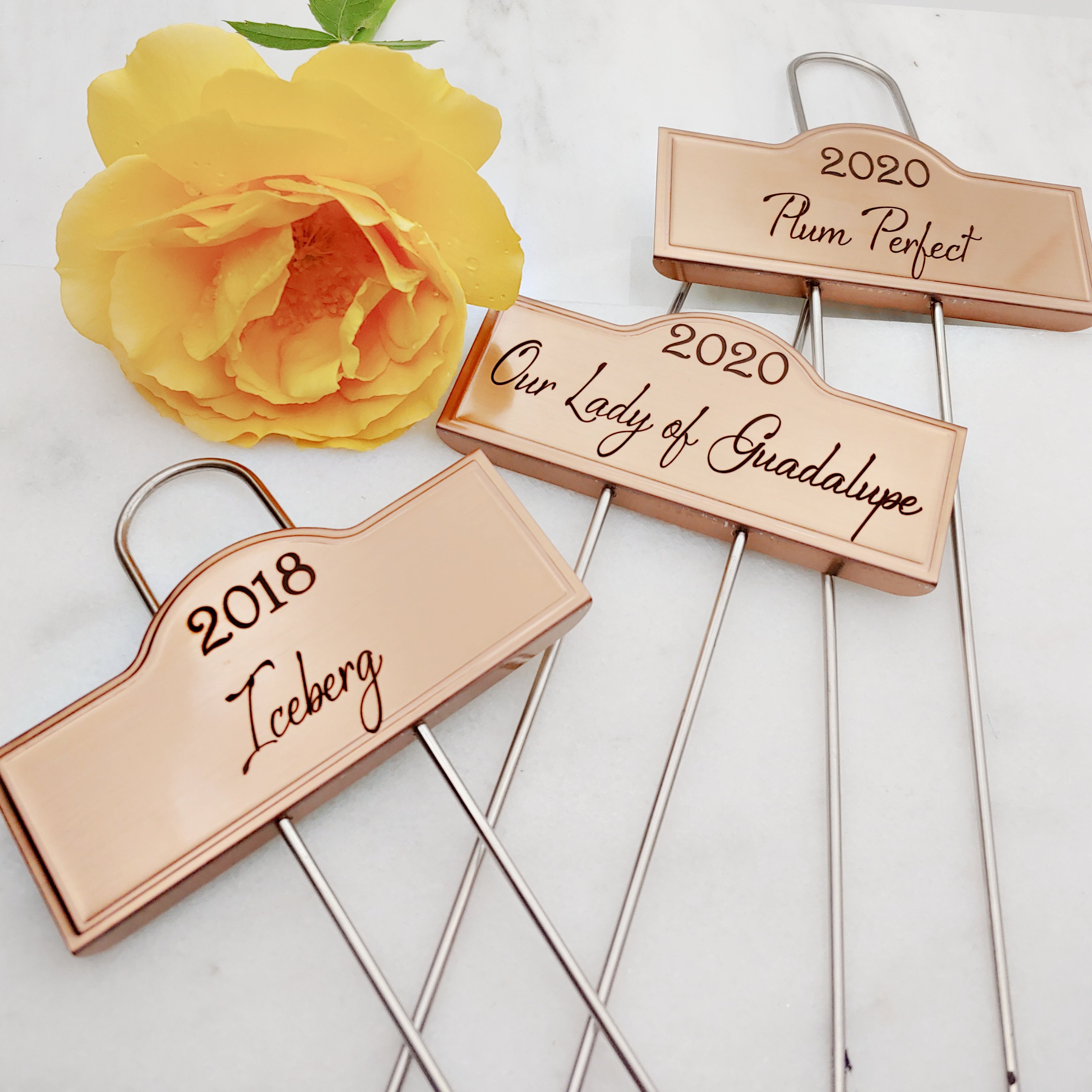 Custom Laser Engraved Copper Plant Rose Markers Stakes Garden | Etsy