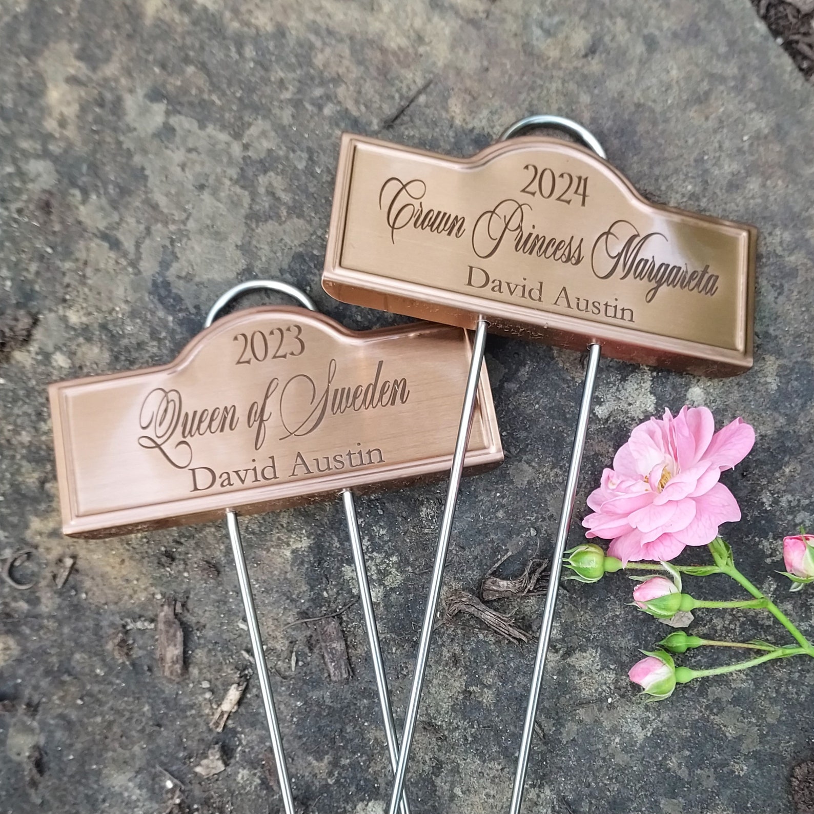 Custom Laser Engraved Copper Plant Rose Markers Stakes Garden ...
