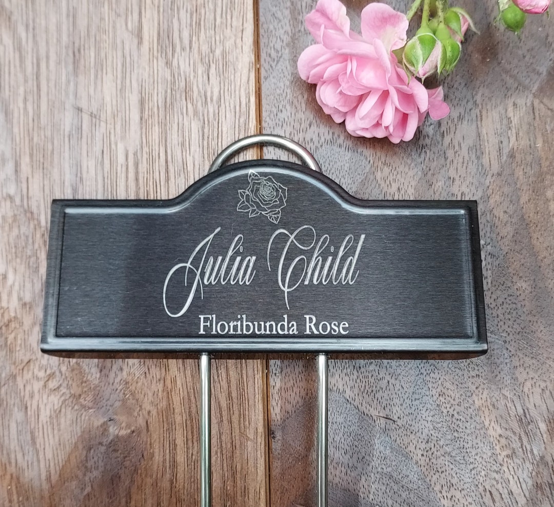 Custom Laser Engraved Black Plant Rose Markers Stakes Garden ...