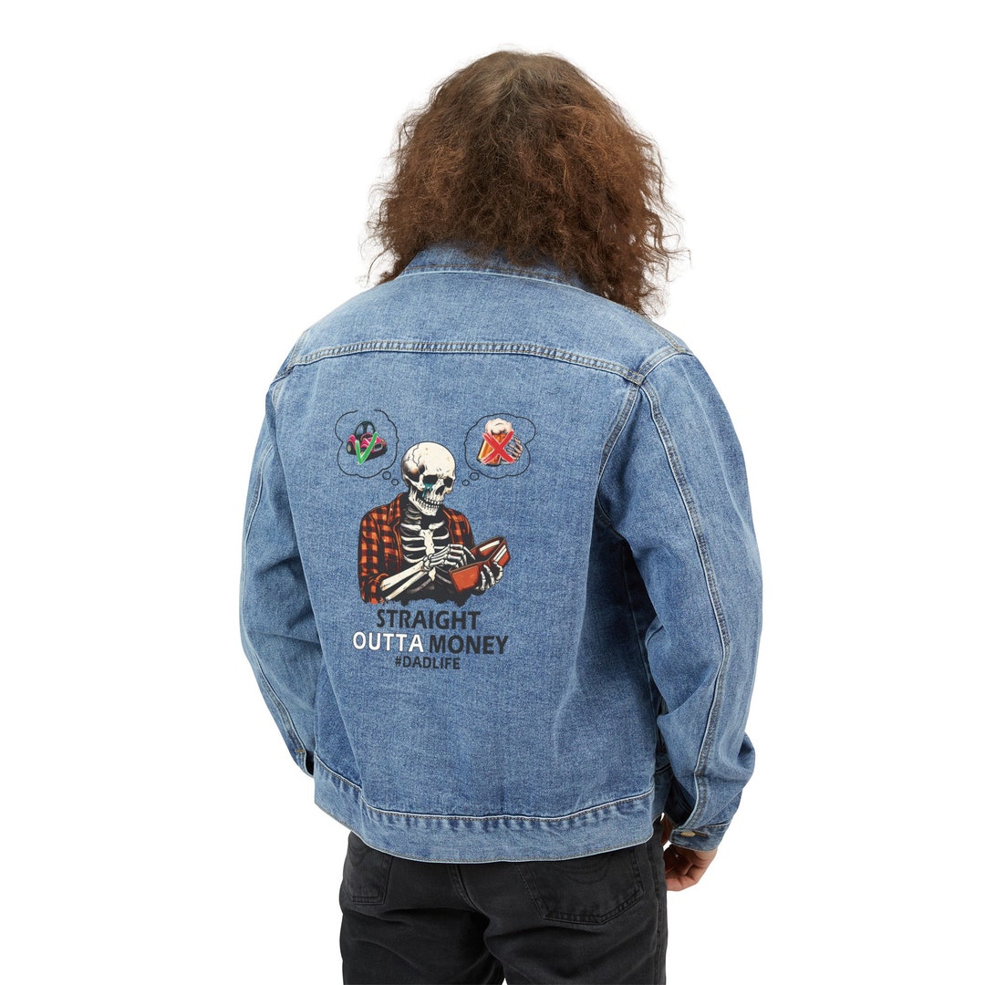 Father's Day Outa Money dadlife Funny Men's Denim Jacket - Etsy