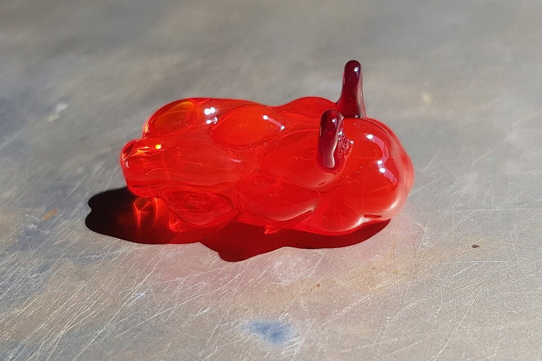 Lumpy Red Glass Sea Slug Sculpture, Cute Handmade Glass Animal Figurine ...