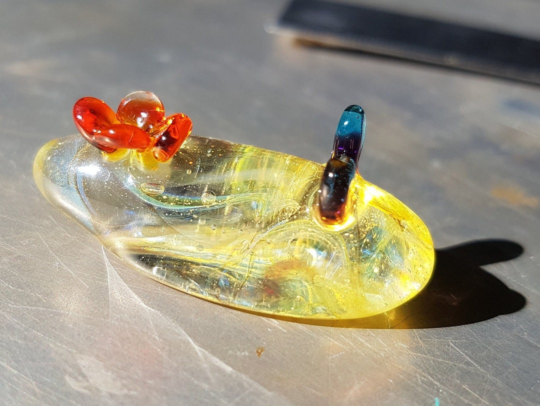 Golden Silver Glass Sea Slug Sculpture, Small Nudibranch Glass Animal ...
