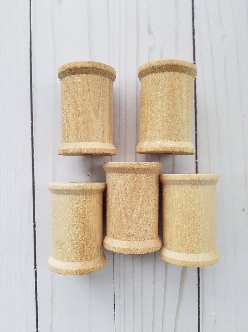 Set of 5, 10 Unfinished Large Wooden Spools, 2 1/8 X 1 1/2, for Crafts ...