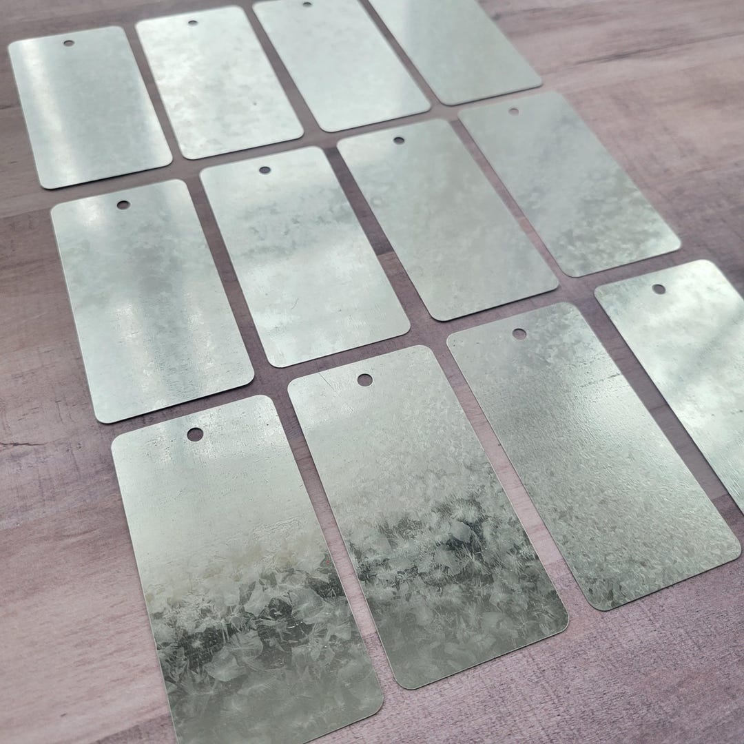 Blank Galvanized Metal Gift Tags: Rectangle Craft Ornaments - Etsy