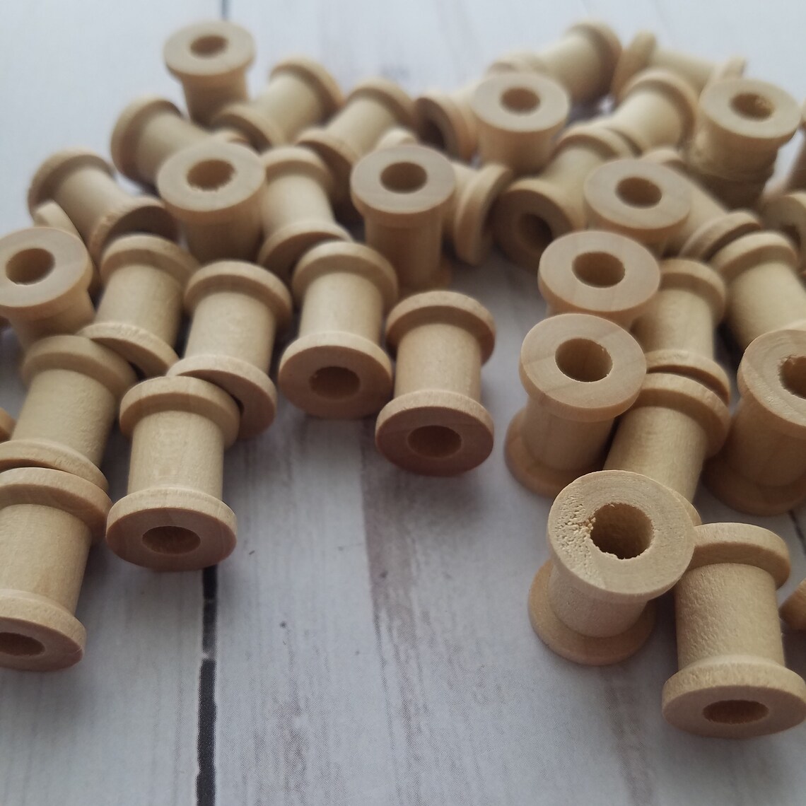 Set of 50, 100 Small Unfinished Wooden Thread Spools, 5/8 X 1/2 ...