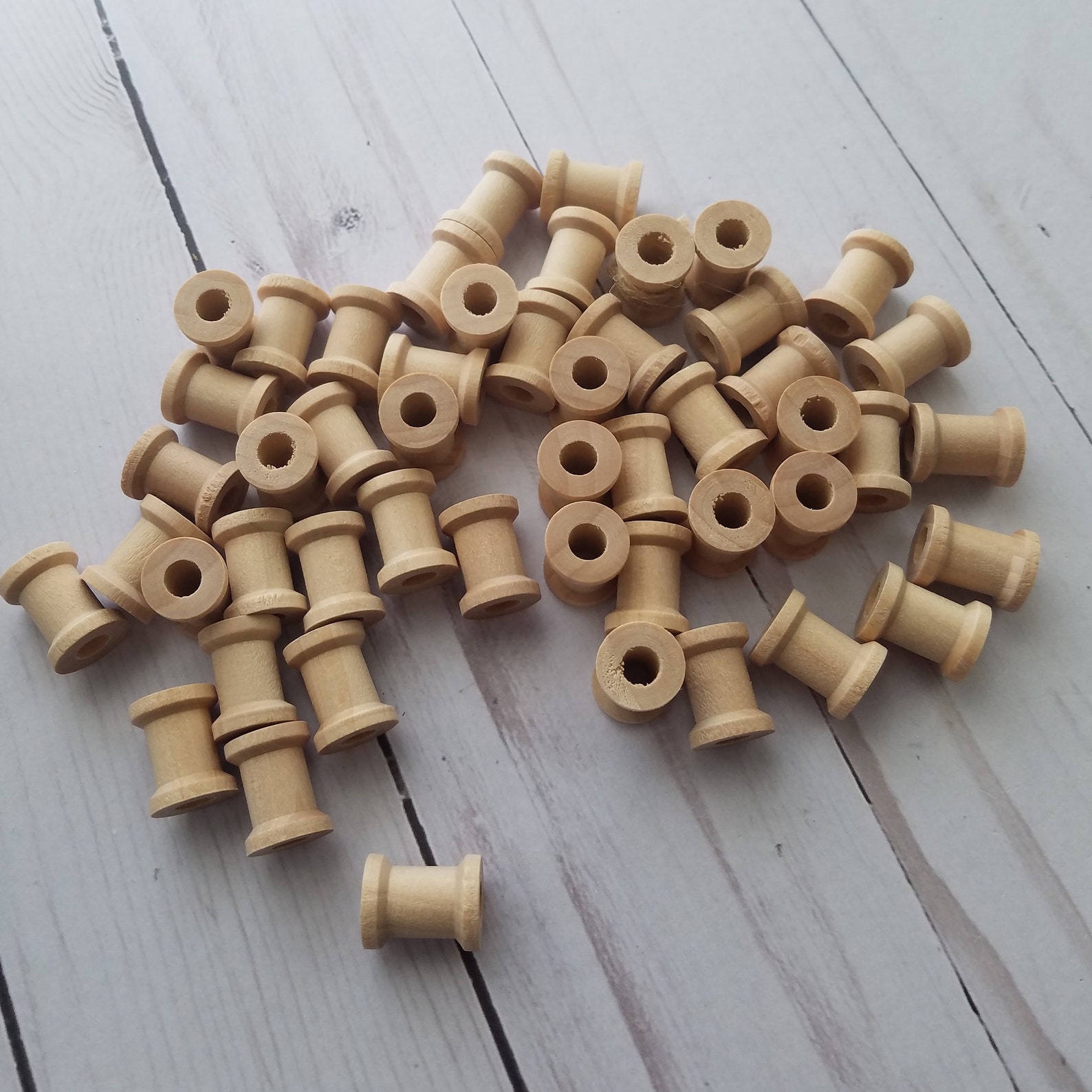 Set of 50, 100 Small Unfinished Wooden Thread Spools, 5/8 X 1/2 ...