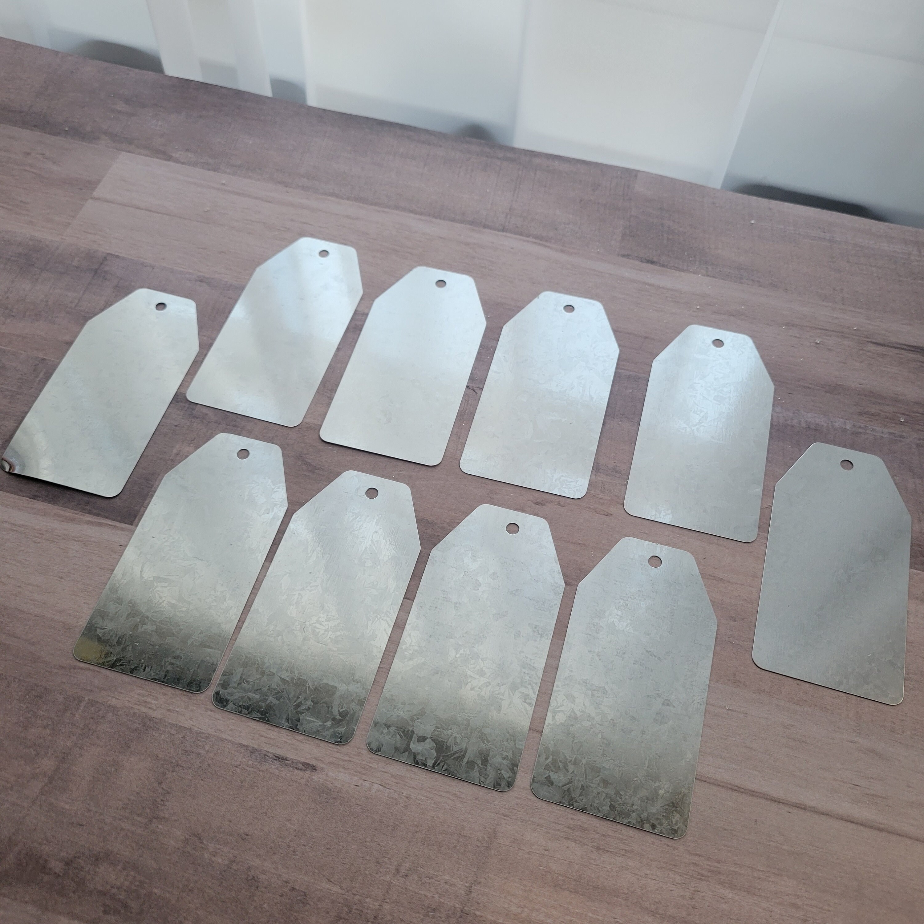 Set of 6 or 12 Blank Galvanized Metal Tin Gift Tags Ornaments Paper and ...