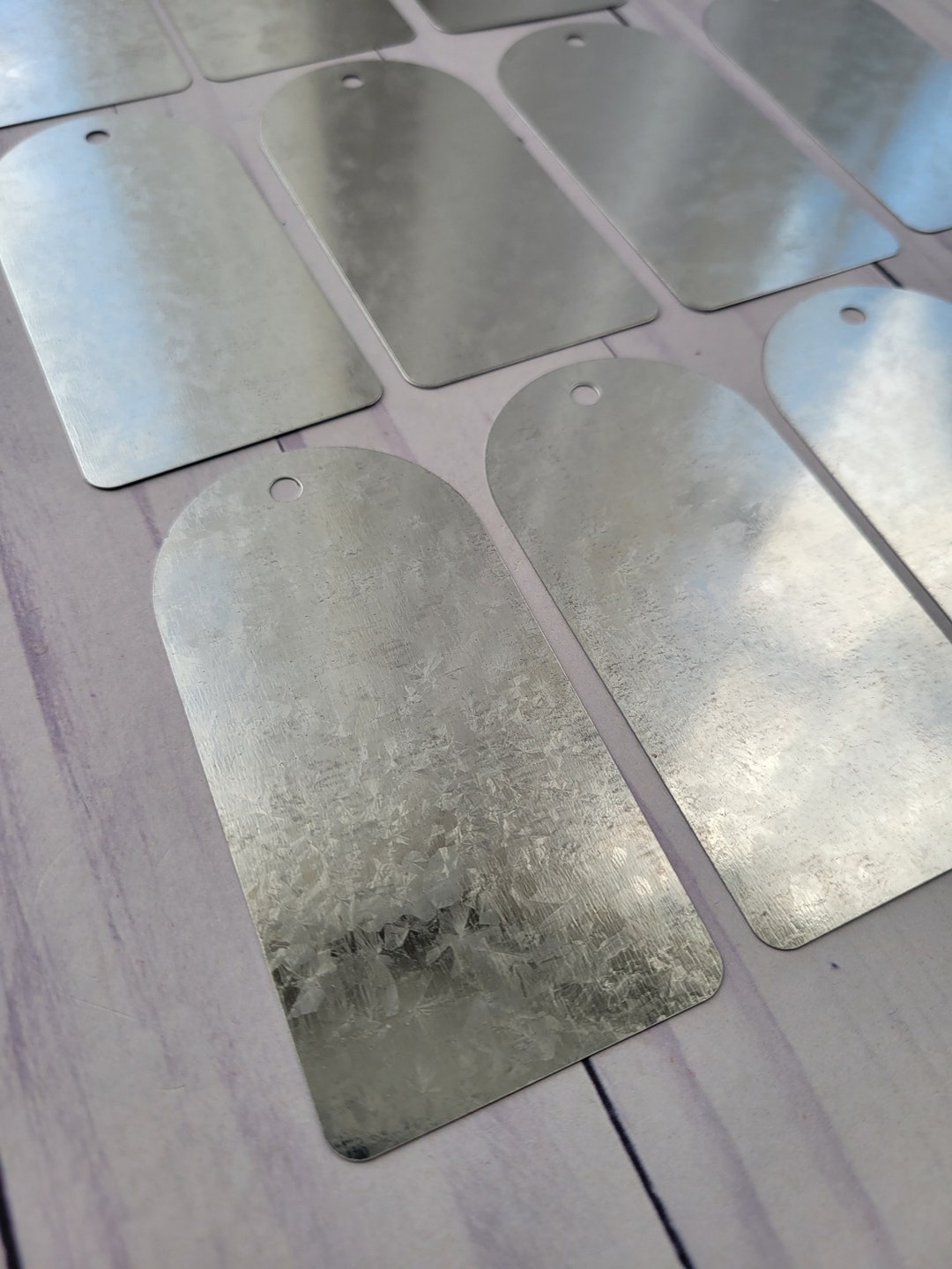 Blank Galvanized Metal Tin Gift Tags Ornaments - Rounded Top - Paper ...