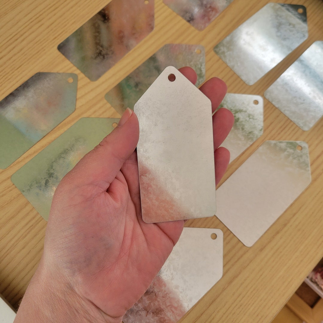 Set of 12 Blank Galvanized Metal Tin Gift Tags Ornaments Paper and ...