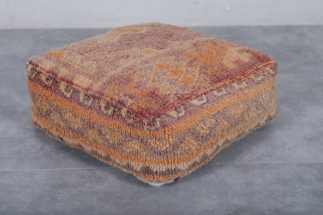 Moroccan Pouf Shag 24 X 24 Inches Square Pouf Ottoman Pillow Moroccan ...