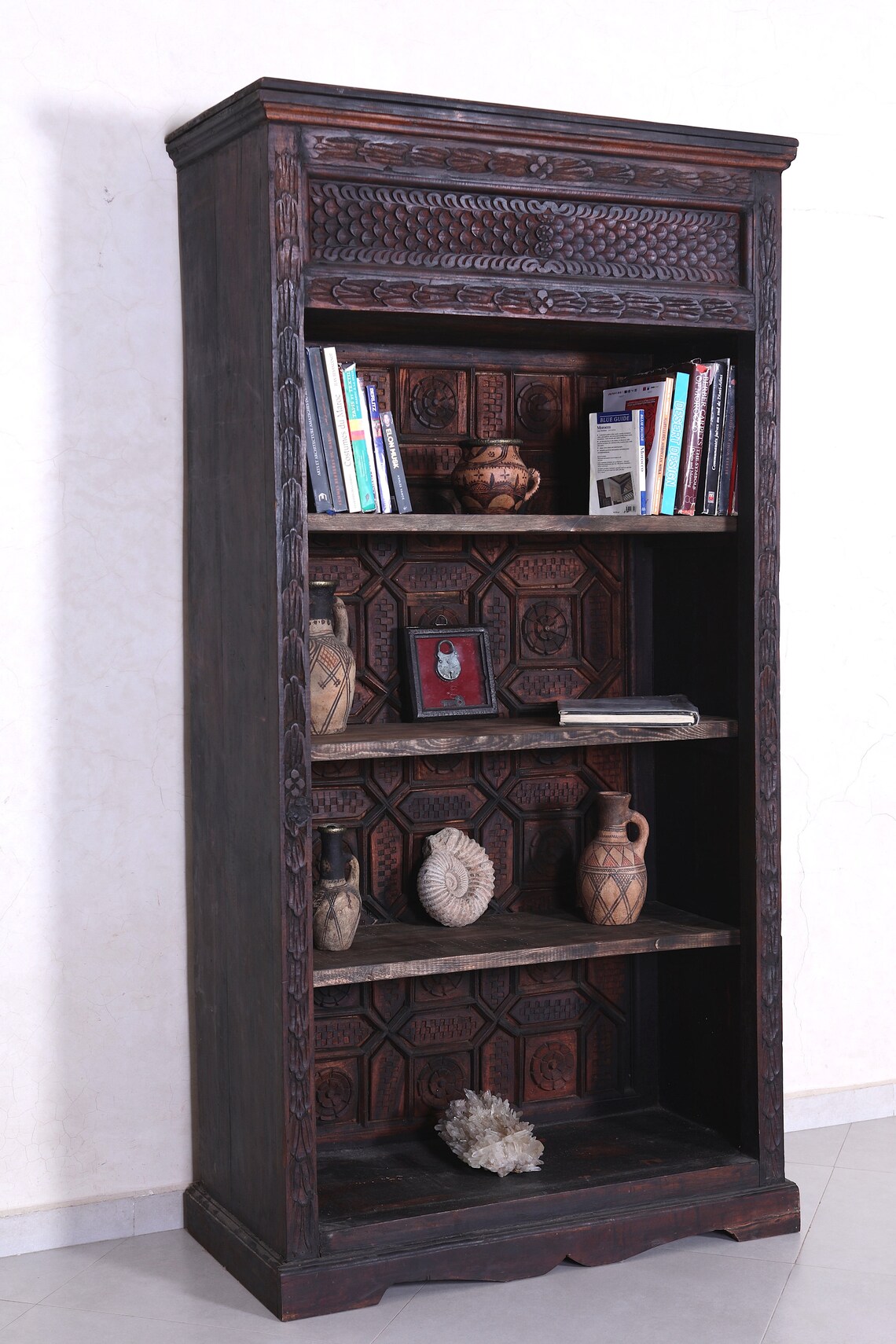 Wooden Library Handmade Library Wooden Bookshelf Home - Etsy
