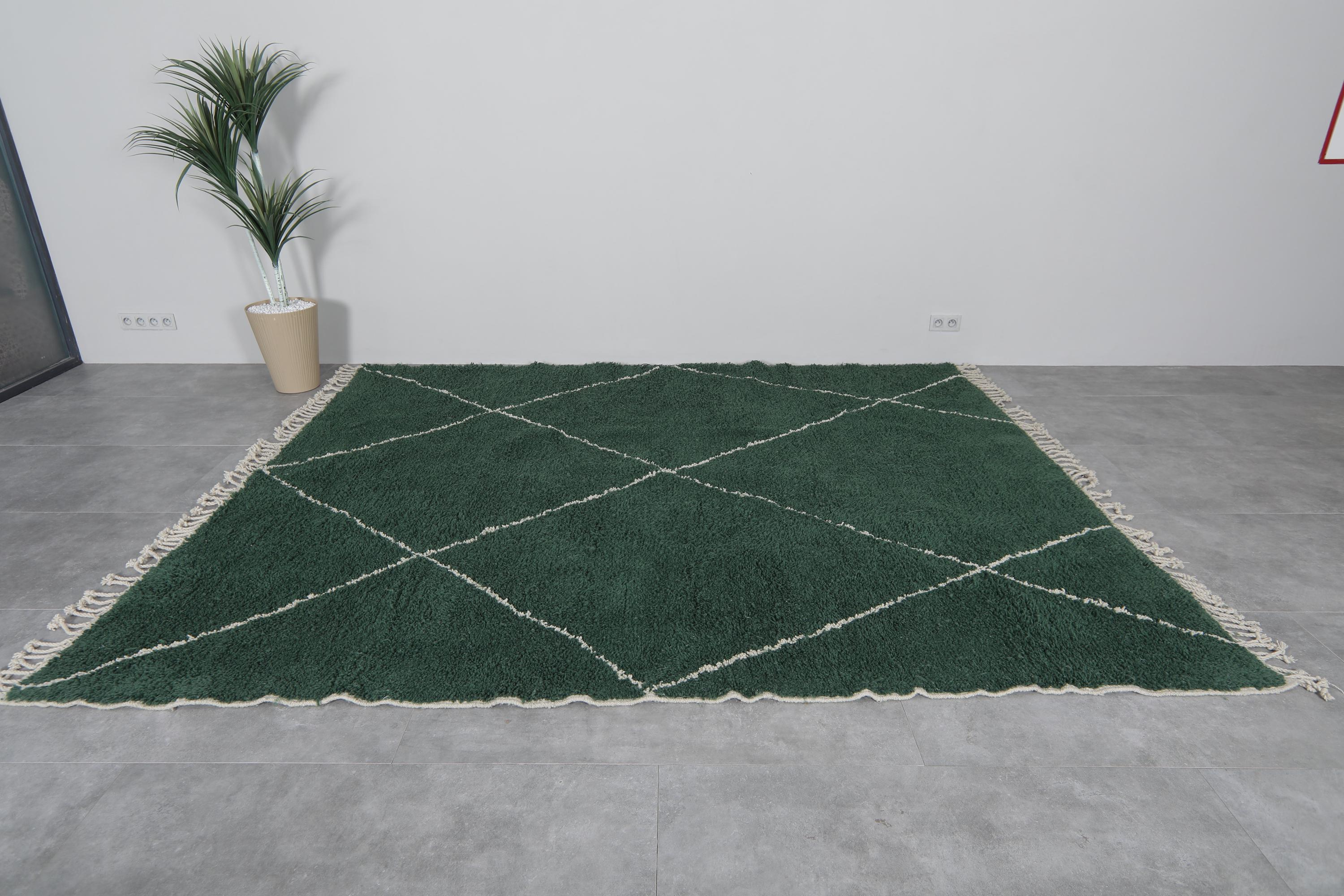 Moroccan Rug Green - Beni Ourain Rug - Solid Green Rug - Plain Green ...