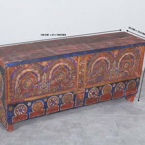Moroccan Wood Chest - Vintage Moroccan Chest - Old Chest - Hand Painted ...