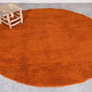 Moroccan Round Rug - Orange Round Rug - Orange Circle Rug - Plain Round ...
