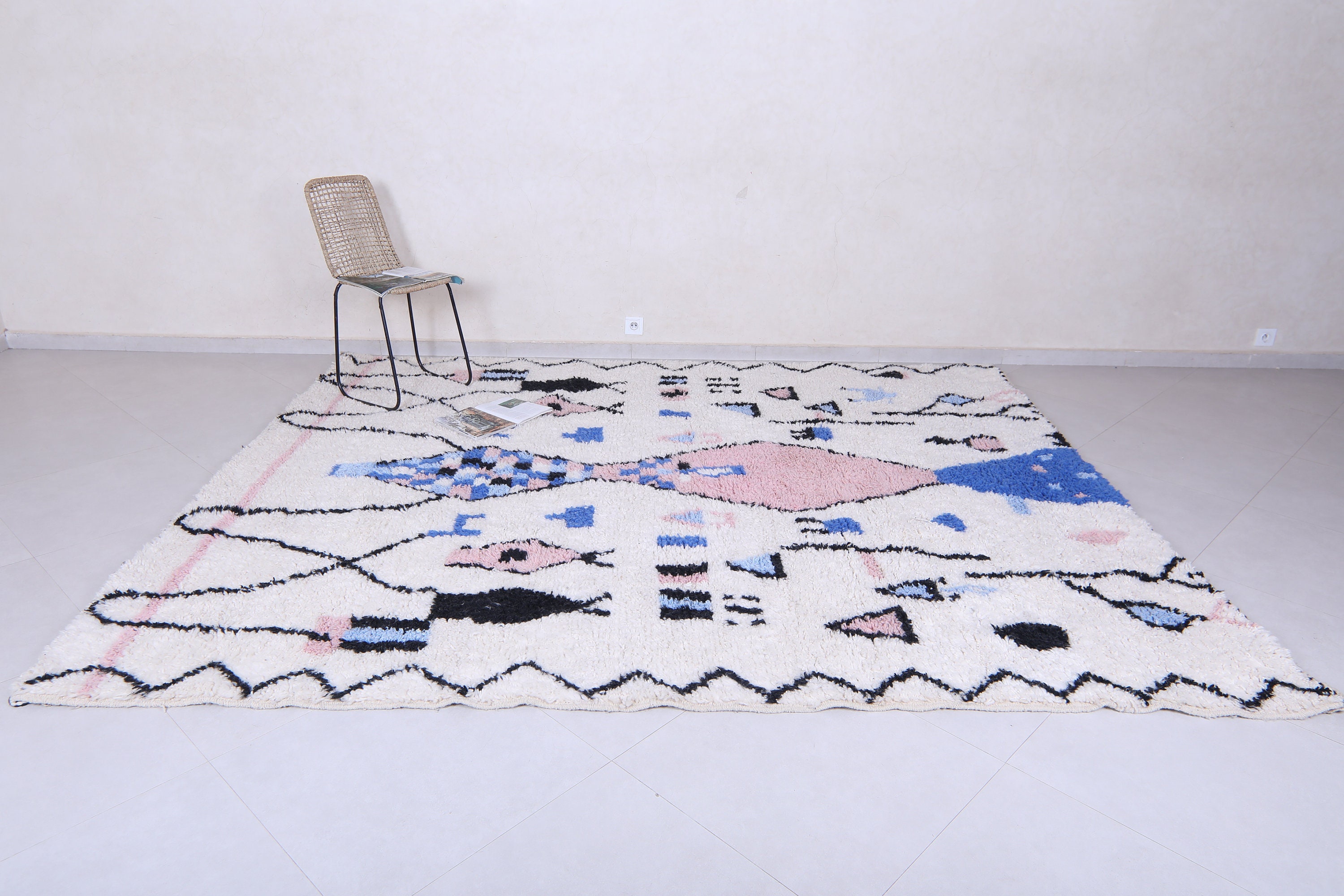 Handmade Moroccan Berber Rug - Colorful Abstract Wool Carpet With Pink ...