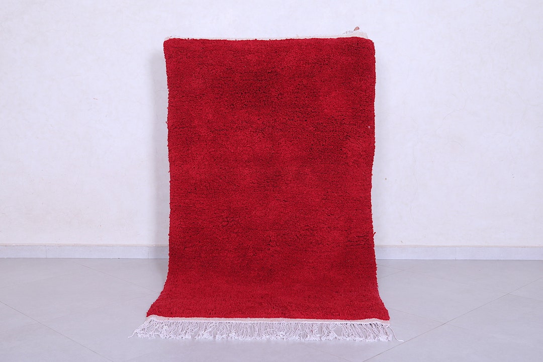 Moroccan Red Rug 3.3 X 5.6 Feet Red Berber Rug - Hand Woven Rug ...