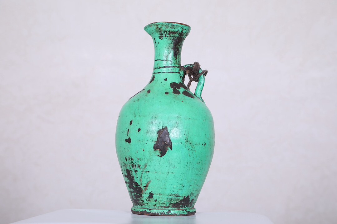 Moroccan Green Jug - Moroccan Green Jug Vase - Green Pottery Decor - 7. ...