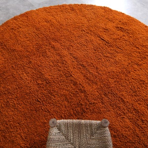 Moroccan Round Rug - Orange Round Rug - Orange Circle Rug - Plain Round ...