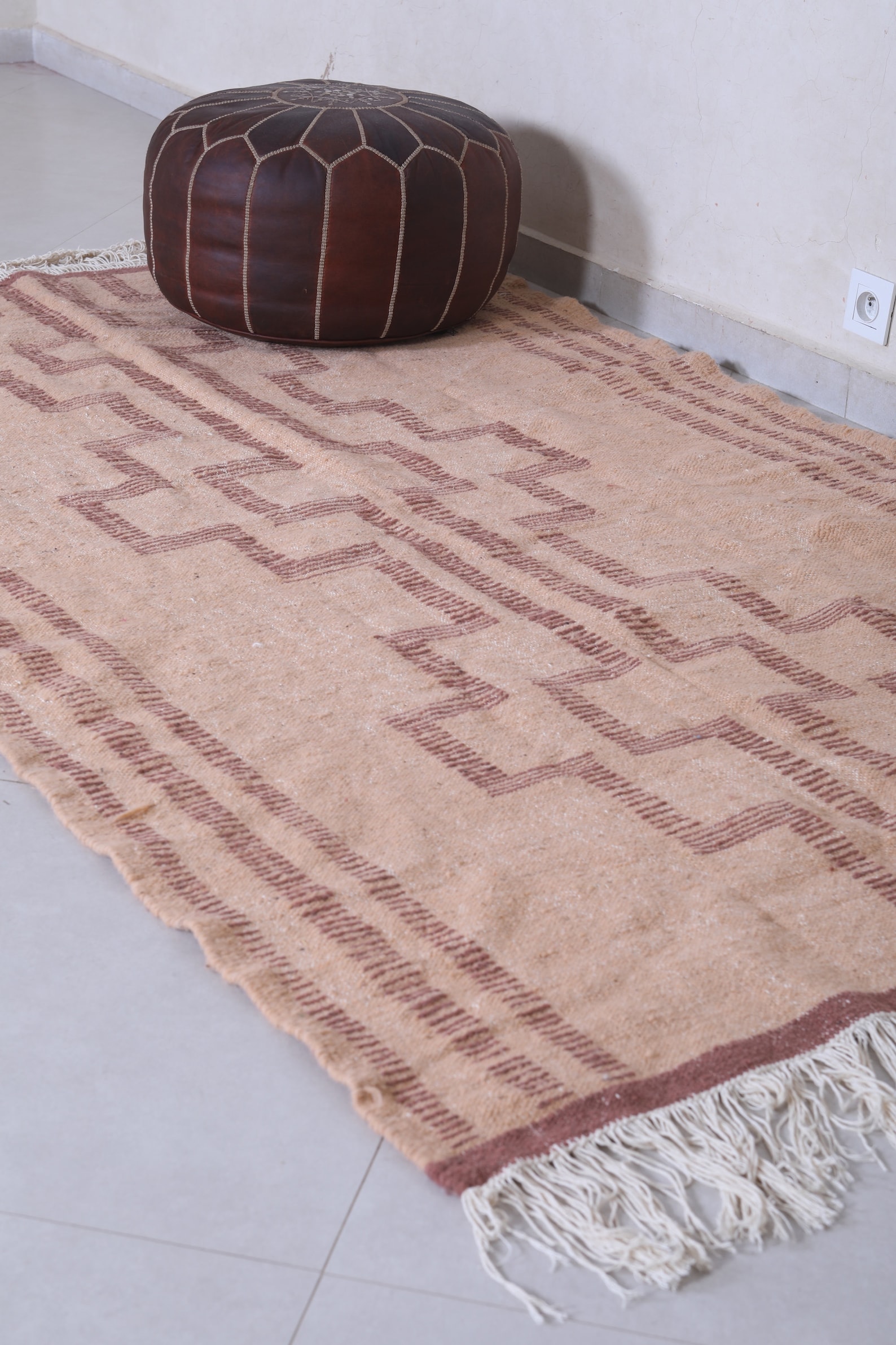 Moroccan Kilim Rug 4.5 X 7.7 Feet Handmade Rug Beige Moroccan Rug Wool ...