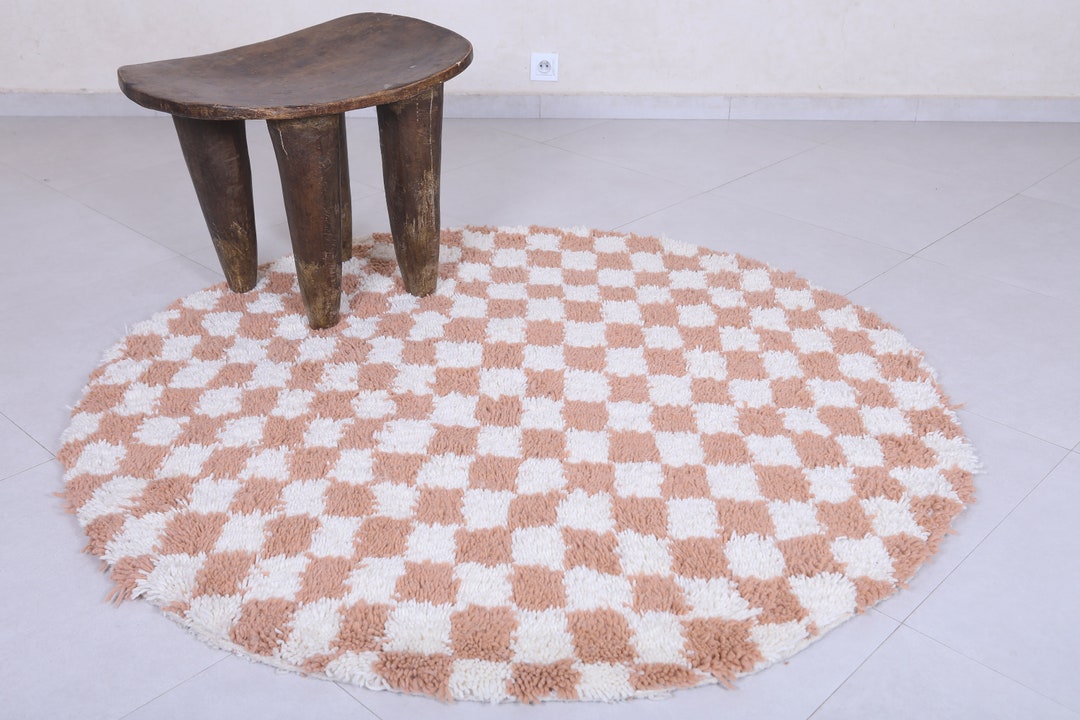 Round Moroccan Rug Feet Beige Rug Morocco Rug Handmade Berber Rug ...