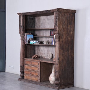 Wooden Library - Handmade Library - Wooden Bookshelf - Home Decor ...