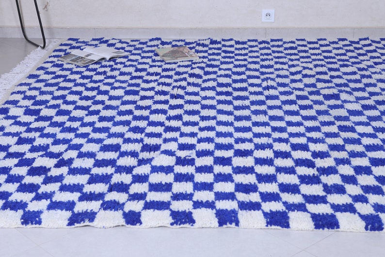 Checkered Blue Rug Moroccan Rug Checkered Blue Checkered - Etsy